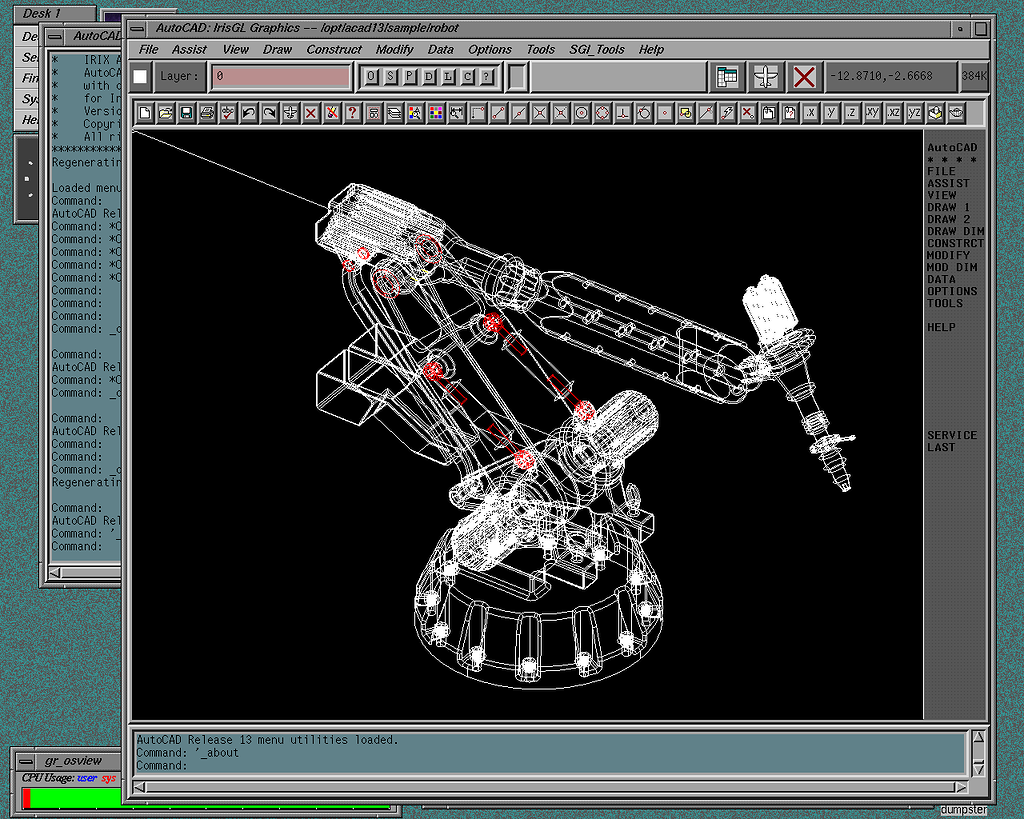AutoCAD R13 sur station Silicon Graphics (1994) - Musée - Dessein-Tech