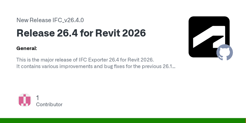 Version majeure d'IFC Exporter 26.4 pour Revit 2026 - Revit - Dessein-Tech