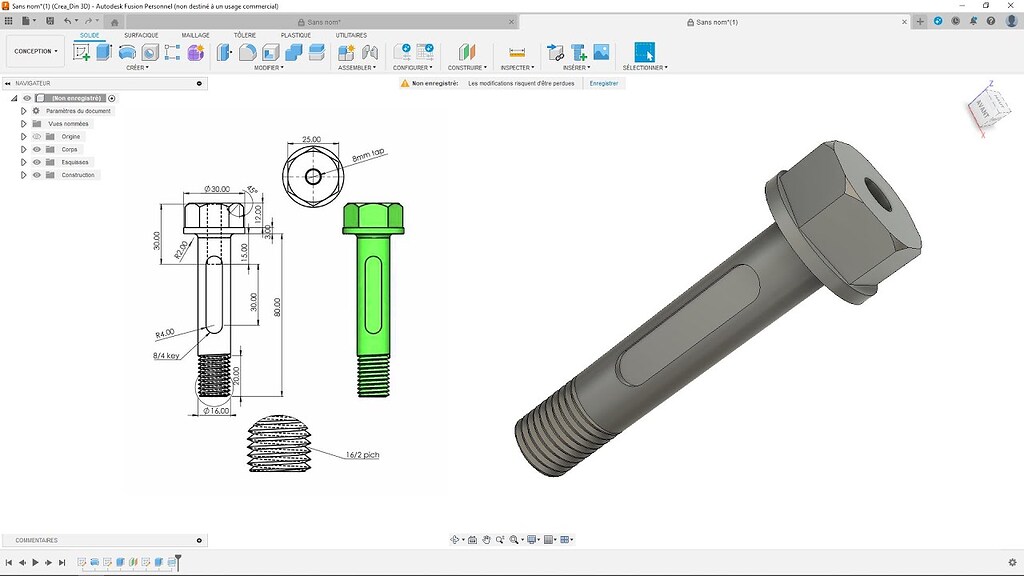 Tutoriel Fusion 360 - Modélisation d'une Vis - Fusion - Dessein-Tech