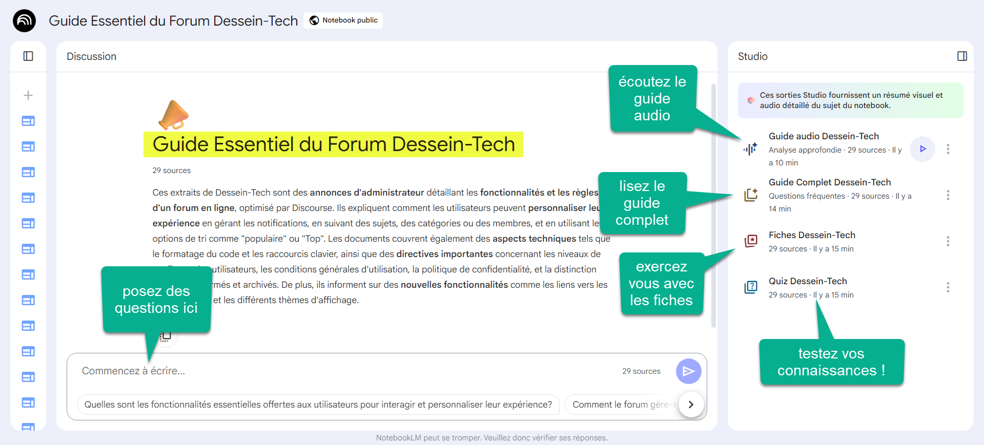 Nouveau ! Le guide interactif NotebookLM de Dessein-Tech ! - Annonces de l'administrateur ...